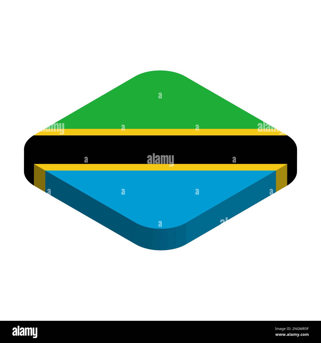 Tanzania flag - 3D isometric square flag with rounded corners Stock ...