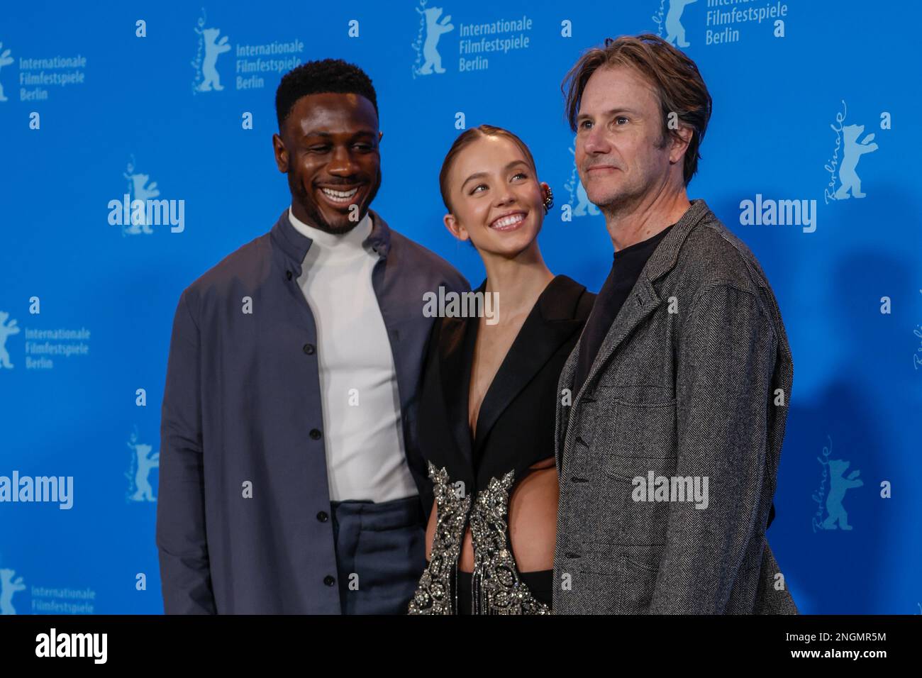 Marchant Davis, from left, Sydney Sweeney and Josh Hamilton pose for ...