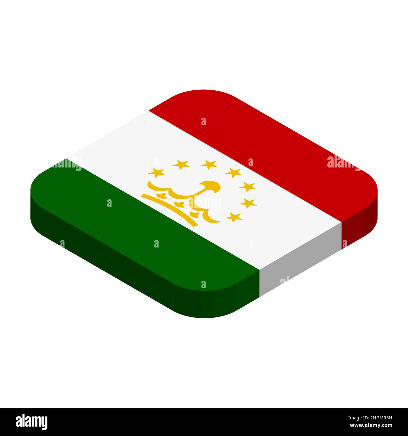 Tajikistan flag - 3D isometric square flag with rounded corners Stock ...