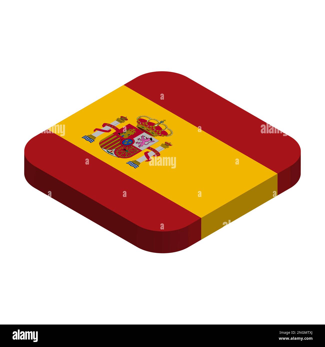 Spain flag - 3D isometric square flag with rounded corners Stock Vector Image & Art - Alamy
