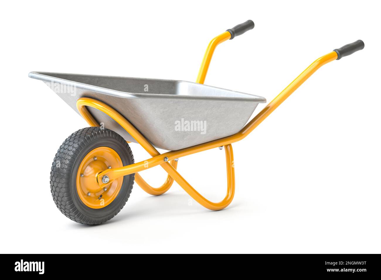 Set of wheelbarrow of different colors isolated on white. 3d ...