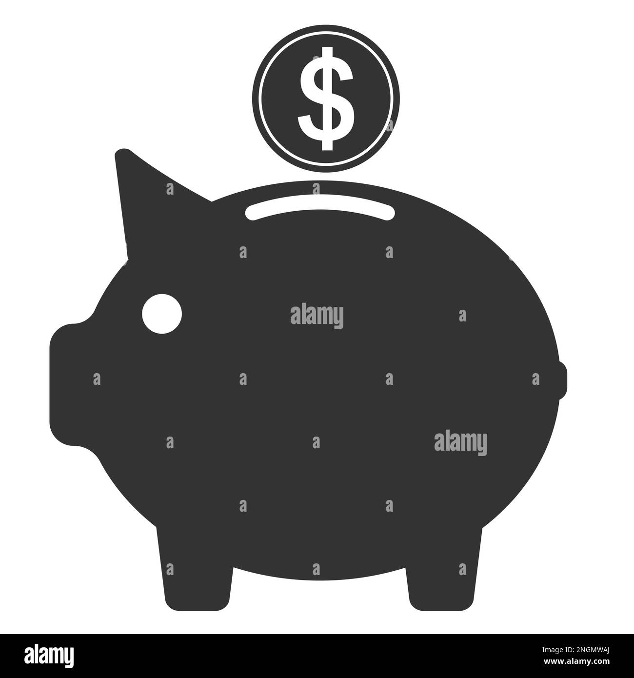simple flat black and white piggy bank icon vector illustration Stock ...