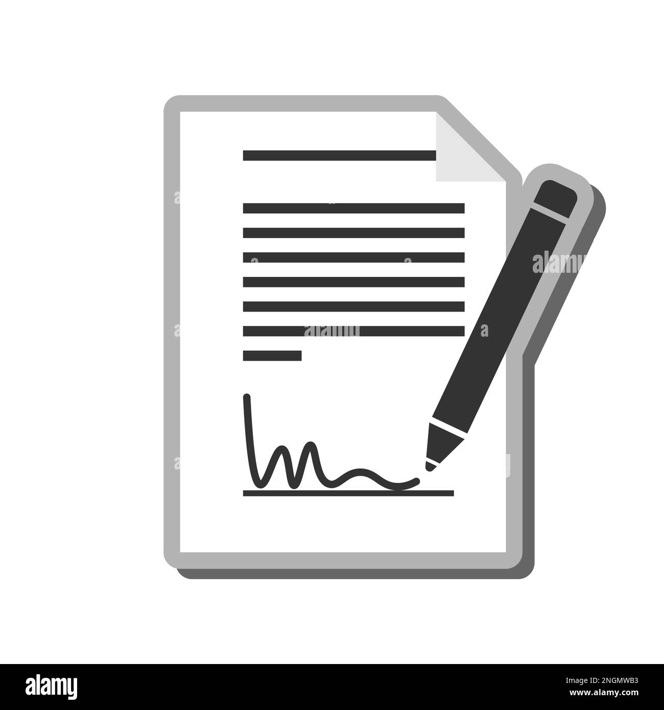 simple black and white signing document icon or symbol vector ...