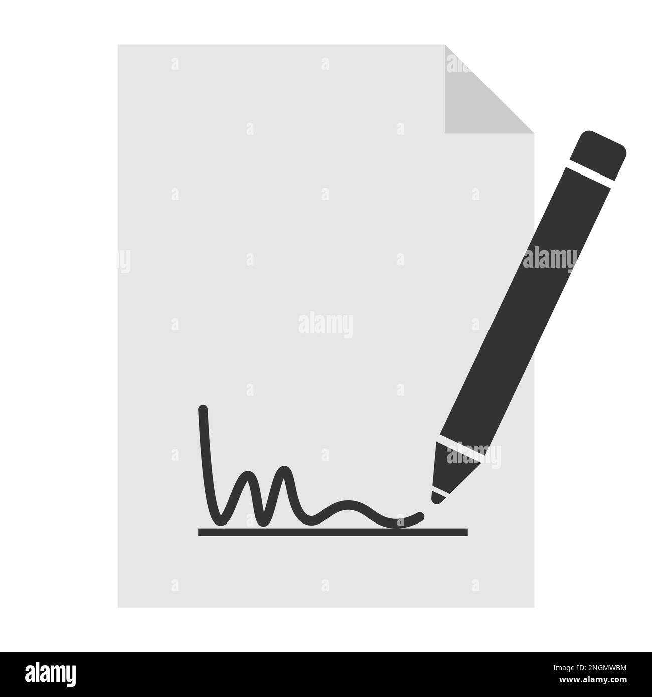 simple black and white signing document icon or symbol vector ...