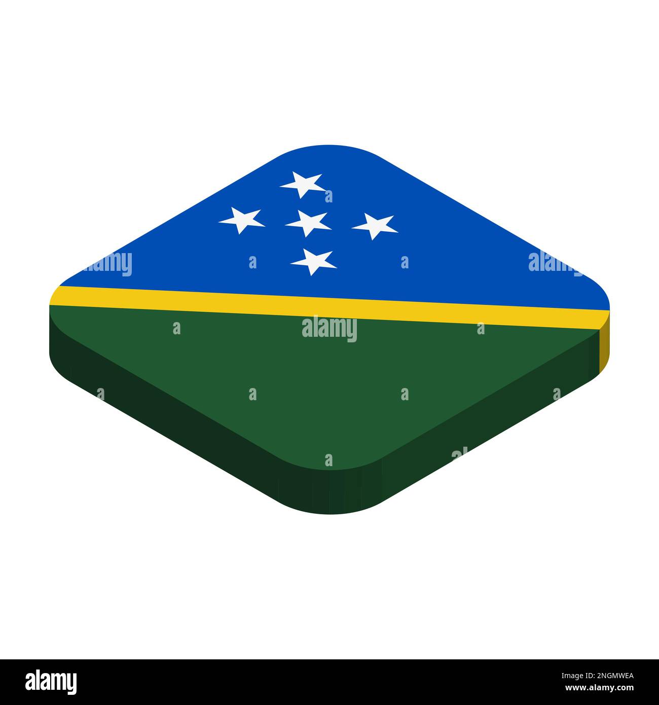 Solomon Islands flag - 3D isometric square flag with rounded corners ...