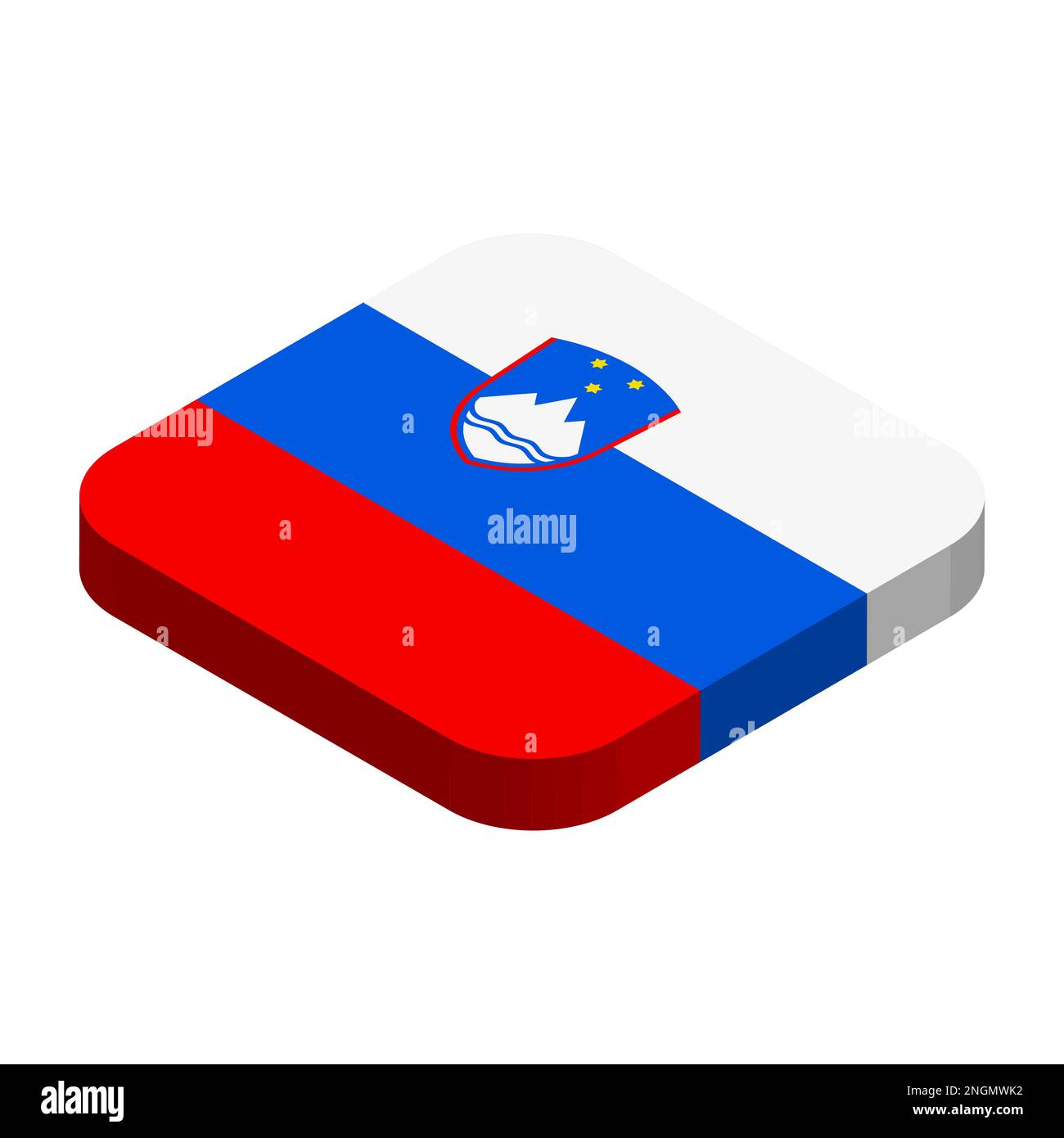 Slovenia flag - 3D isometric square flag with rounded corners Stock Vector Image & Art - Alamy