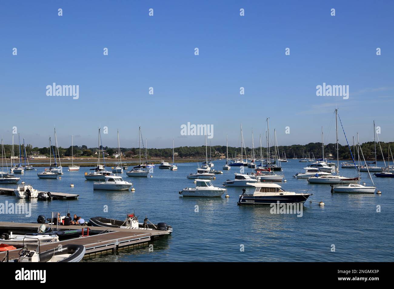 View from the jetty at Port Blanc, Baden, Golfe du Morbihan, Morbihan ...