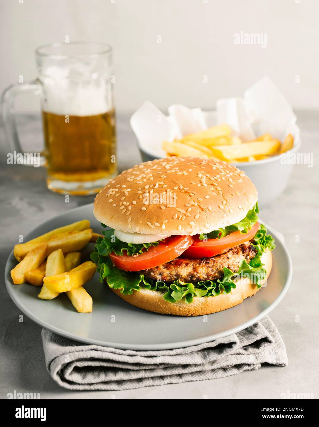 Close up burger beer hi-res stock photography and images - Alamy