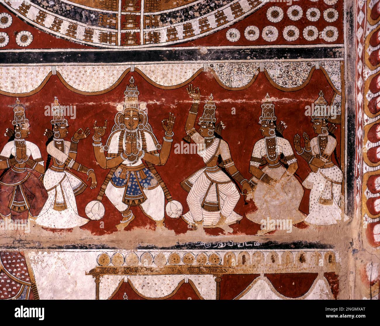 Murals on ceiling in Trilokyanatha Temple at Thiruparthikundram ...