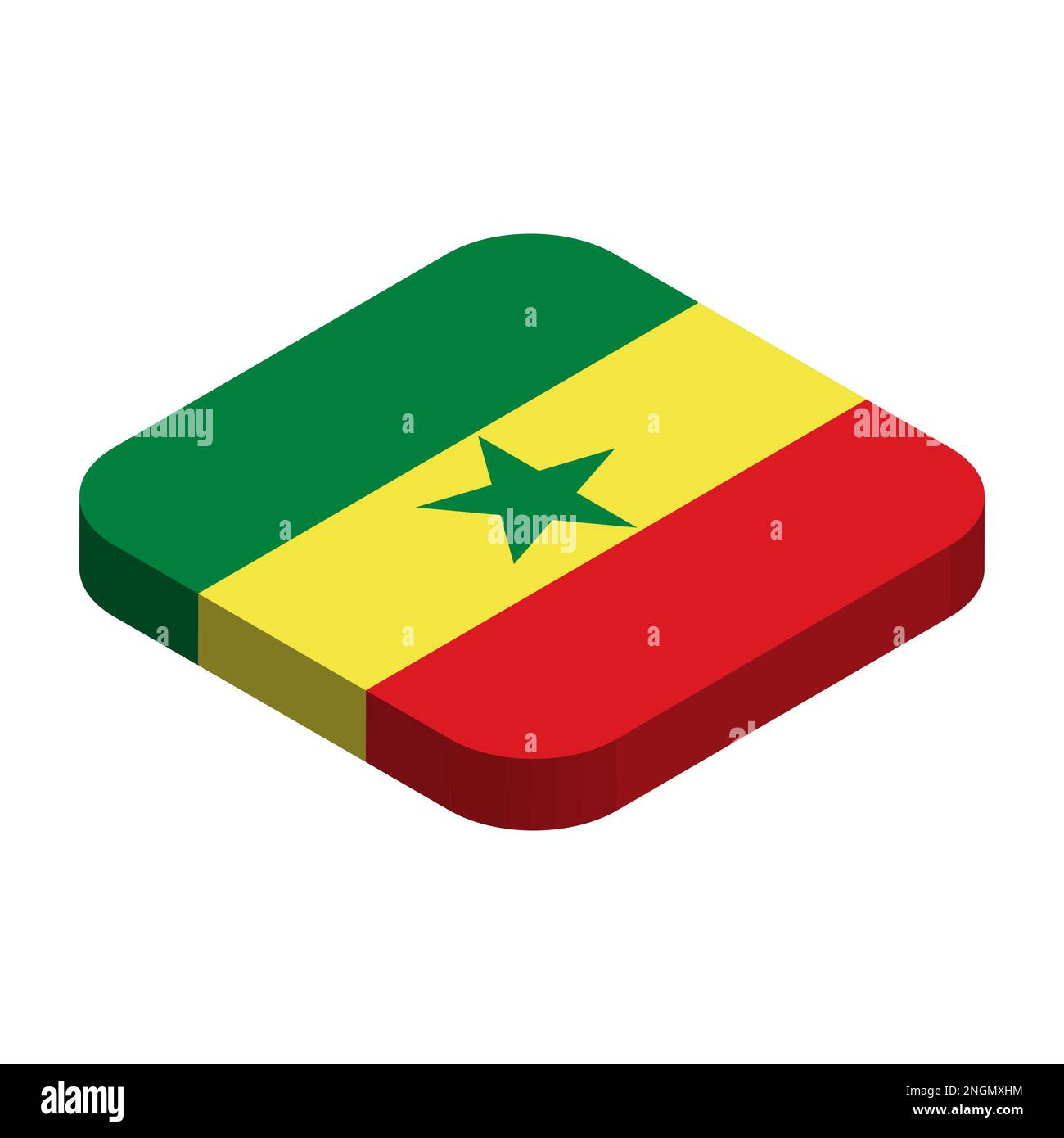 Senegal flag - 3D isometric square flag with rounded corners Stock Vector Image & Art - Alamy