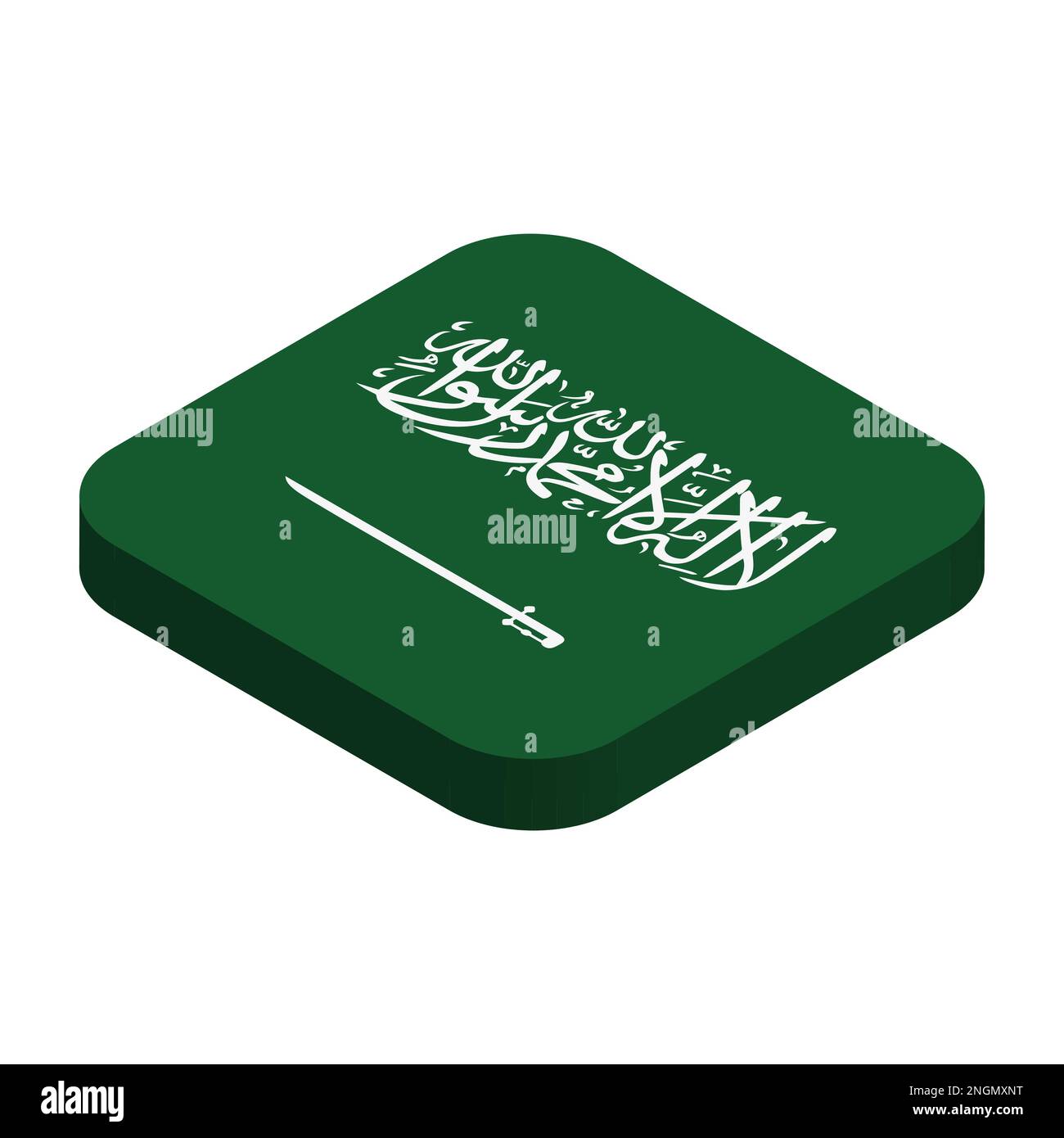 Saudi Arabia flag - 3D isometric square flag with rounded corners Stock ...