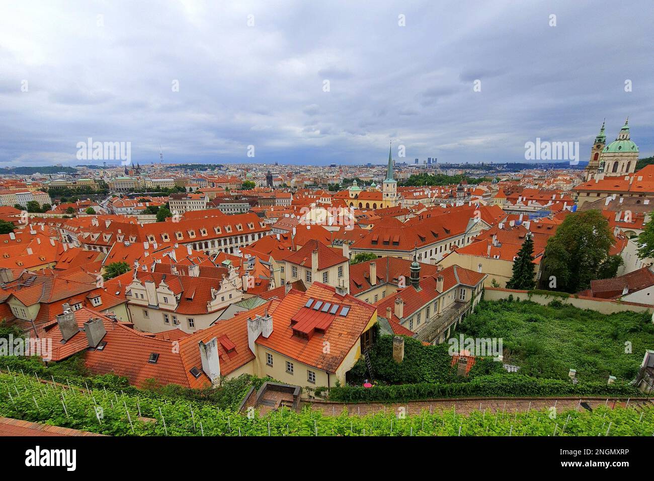 Prague, Czech Republic. Mala Strana, Lesser Town of Prague. Top view of ...