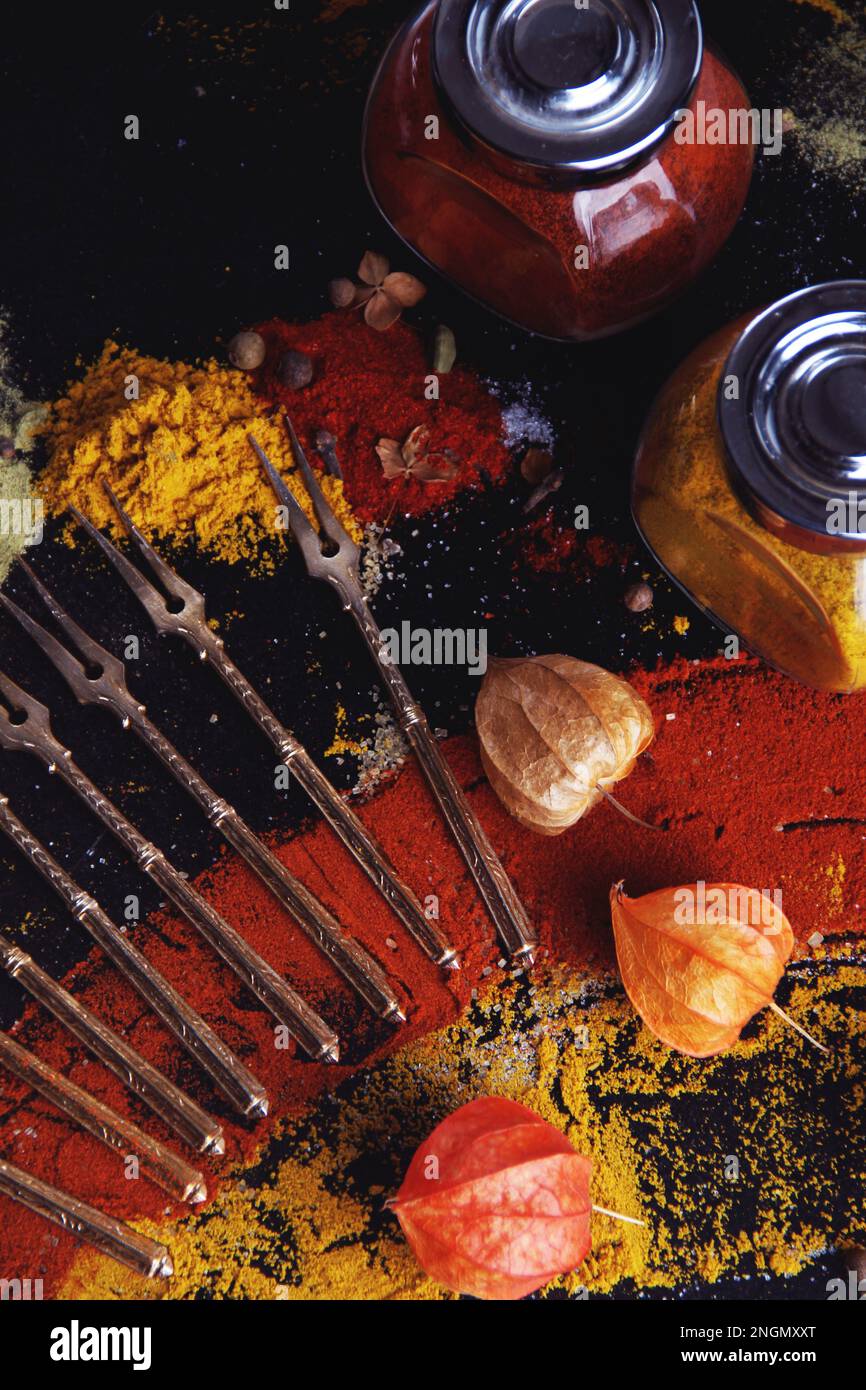 Colorful Indian spices still life photography Stock Photo - Alamy