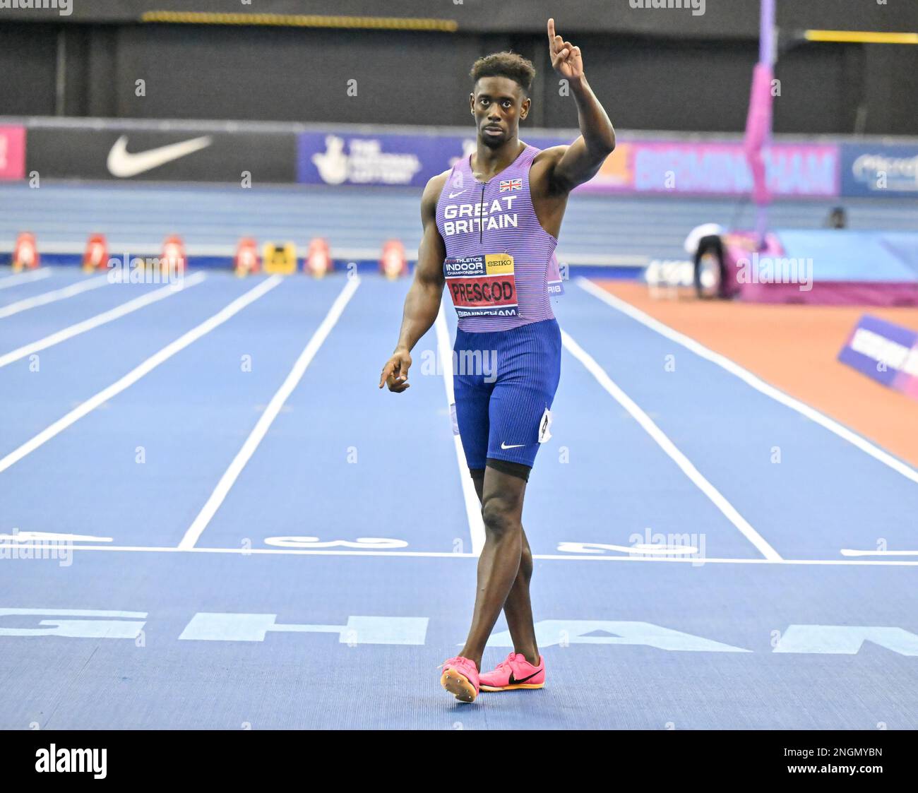 Birmingham, UK, 18 February 2023. Reece PRESCOD of Enfield and Haringey ...