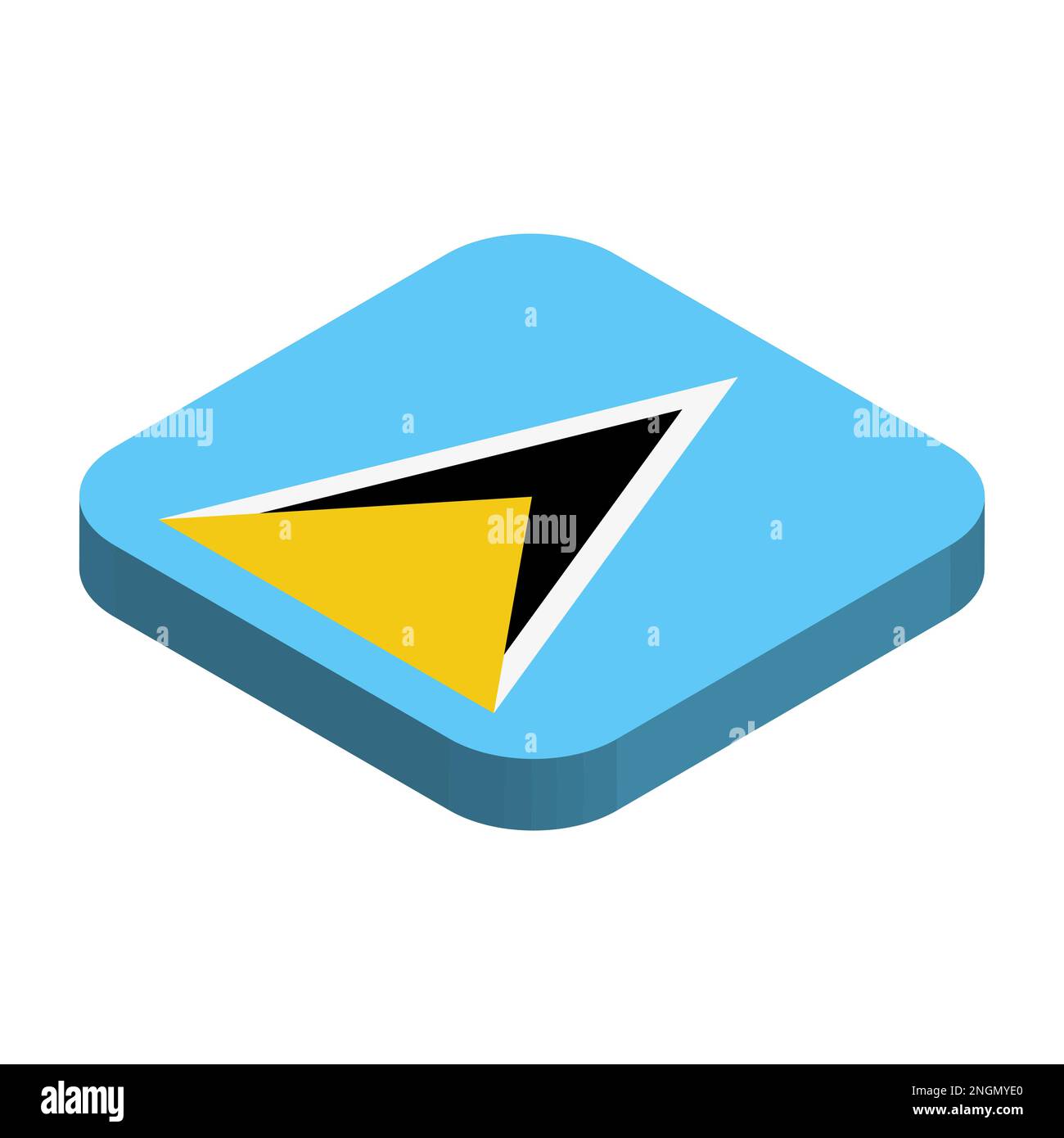 Saint Lucia flag - 3D isometric square flag with rounded corners Stock ...