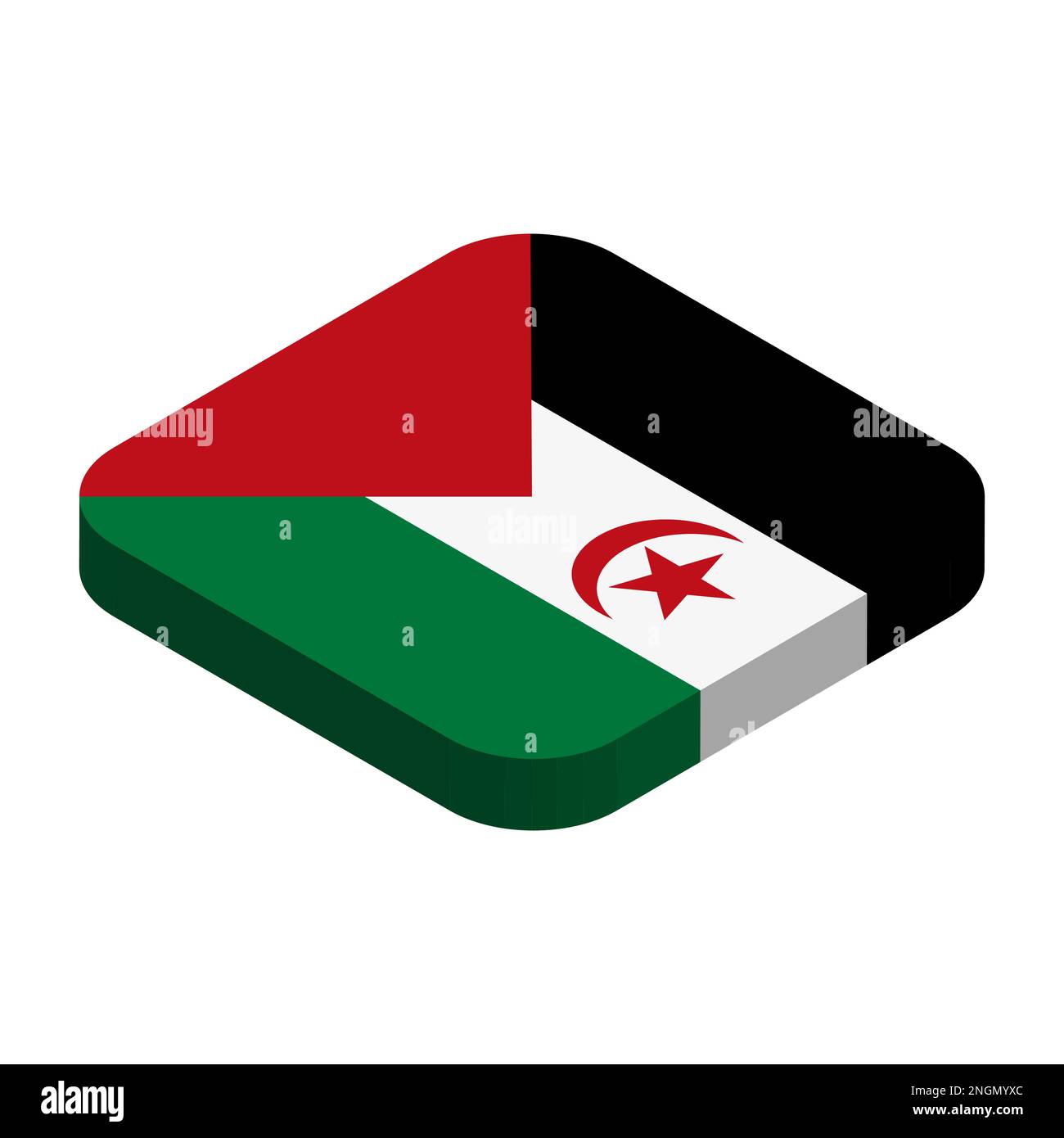Sahrawi Arab Democratic Republic flag - 3D isometric square flag with ...