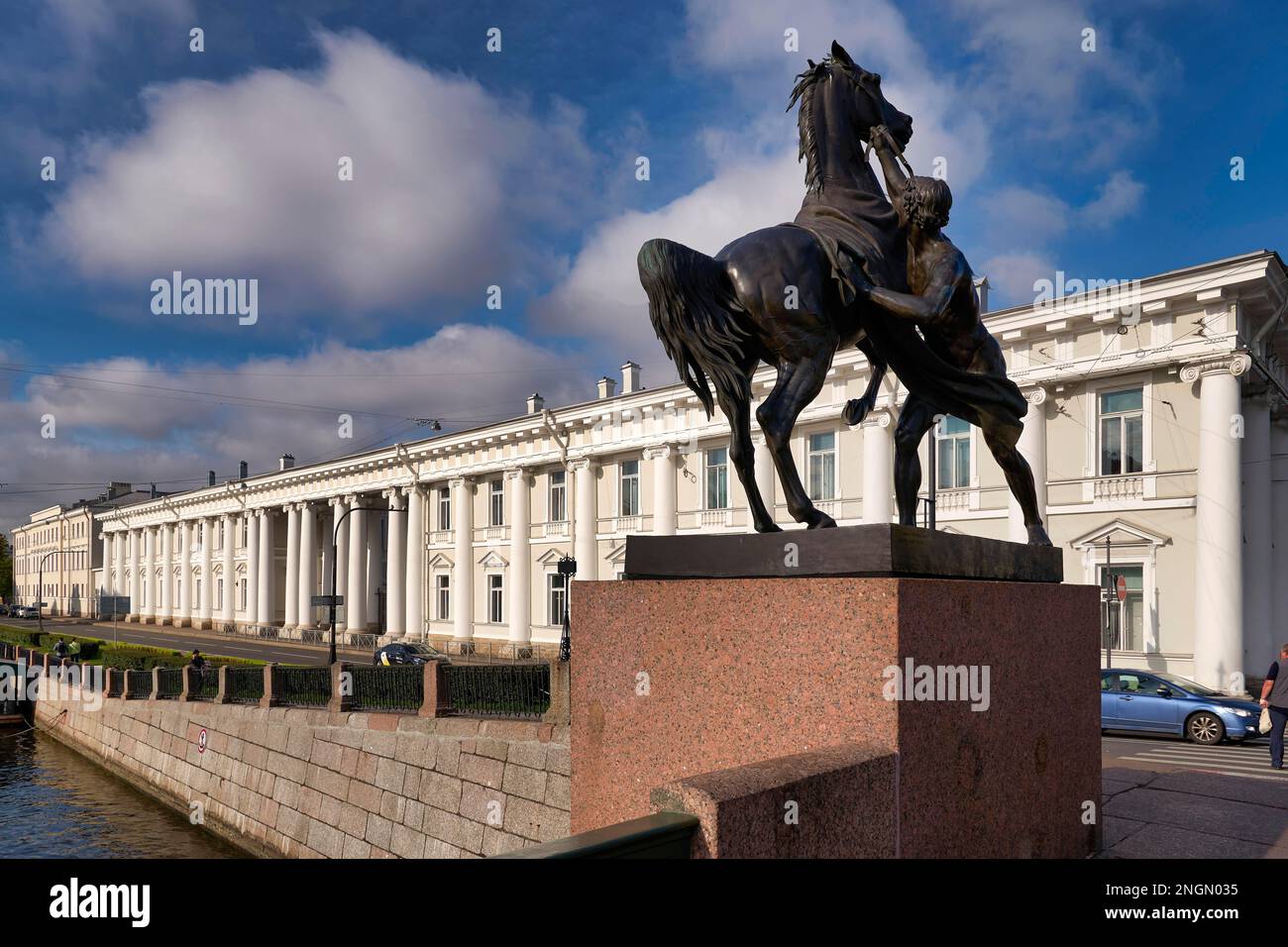 St. Petersburg Russia. Equestrian statue on Anichkov Bridge, Nevsky ...