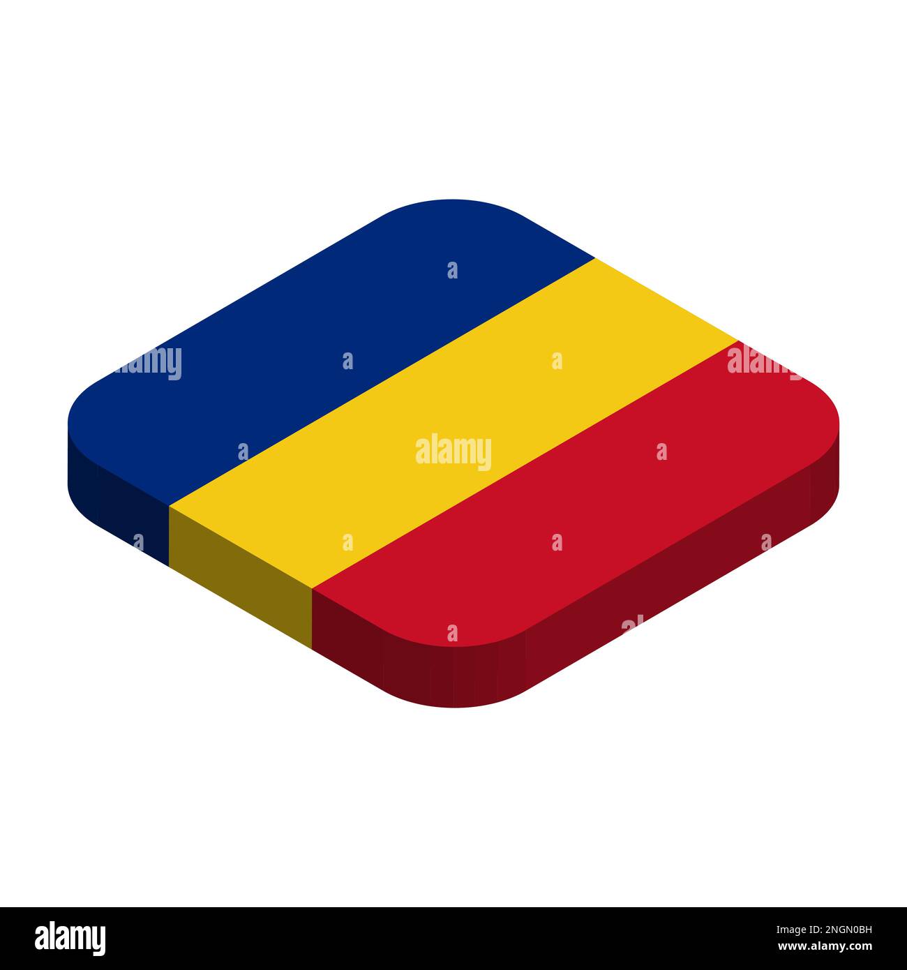 Romania flag - 3D isometric square flag with rounded corners Stock ...