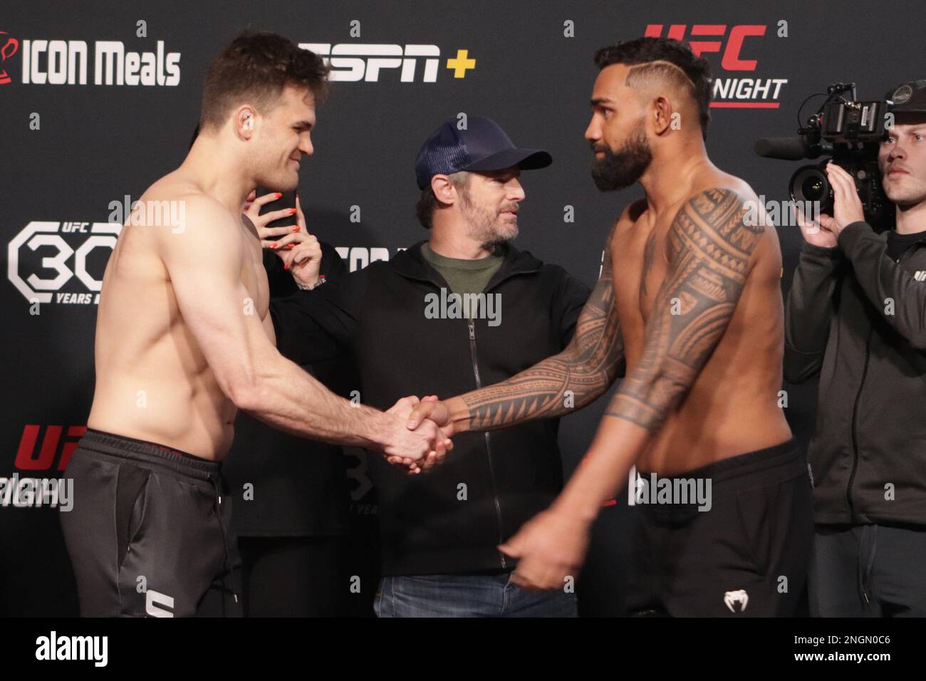 Las Vegas, NV - FEBRUARY 17: (L-R)Jordan Wright and Zac Pauga face off ...