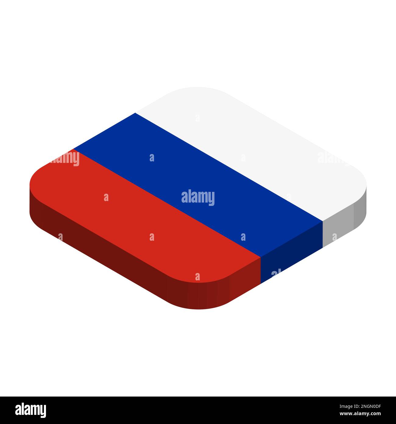 Russia flag - 3D isometric square flag with rounded corners Stock ...