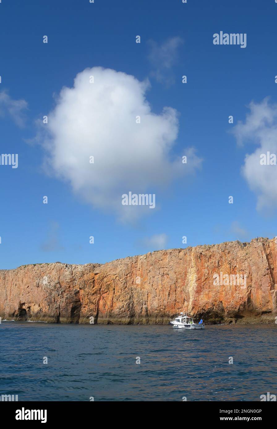 fishing boat by cliffs Sagres, Portugal April Stock Photo - Alamy