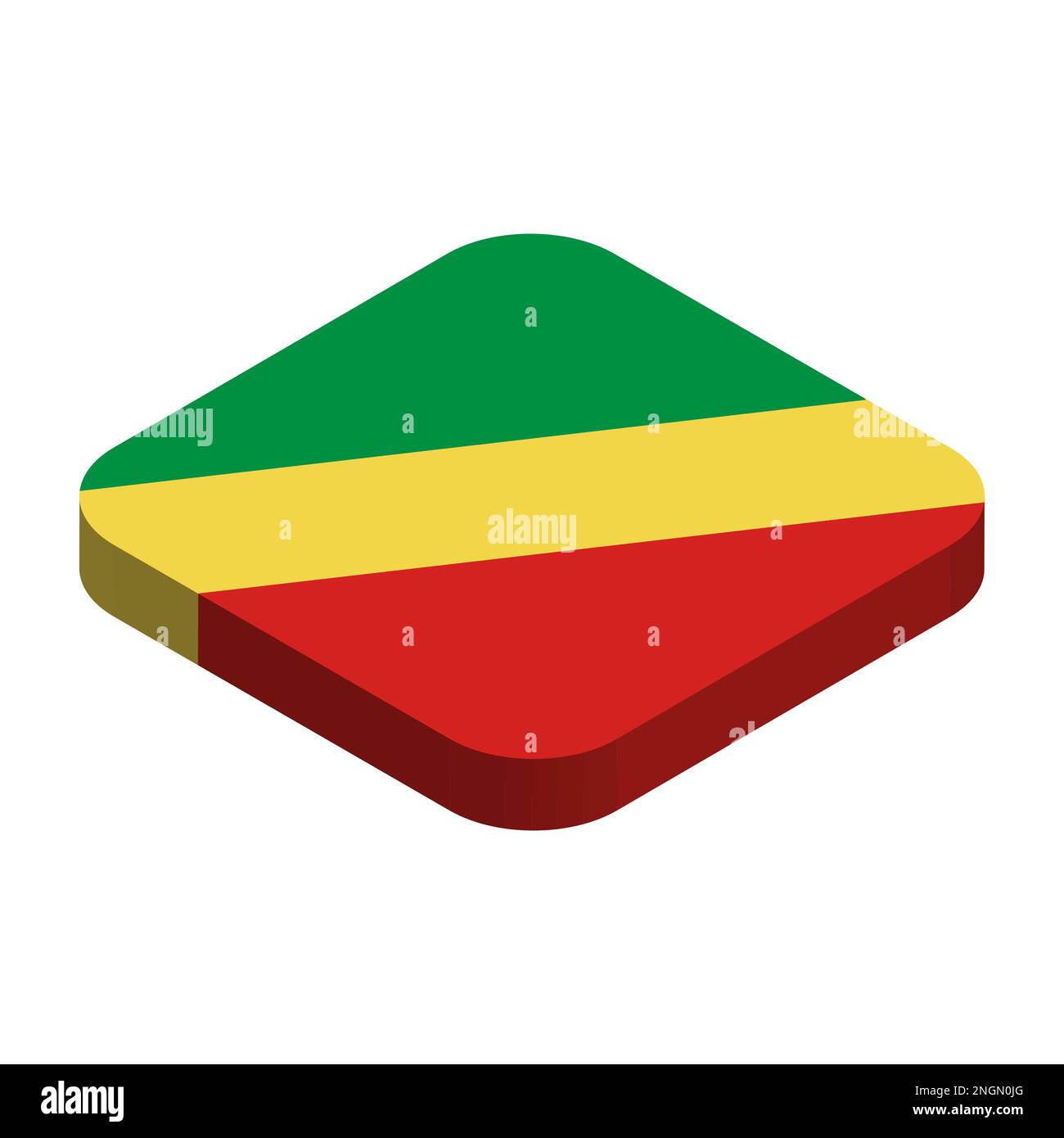 Republic of the Congo flag - 3D isometric square flag with rounded ...