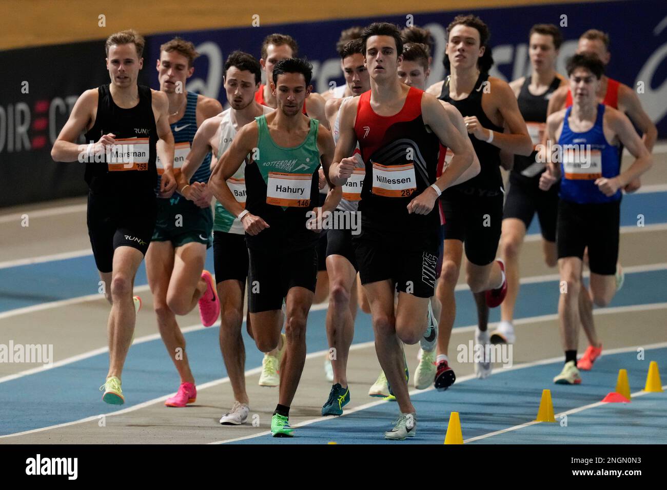 APELDOORN, NETHERLANDS - FEBRUARY 18: runners competing on the 1500m ...