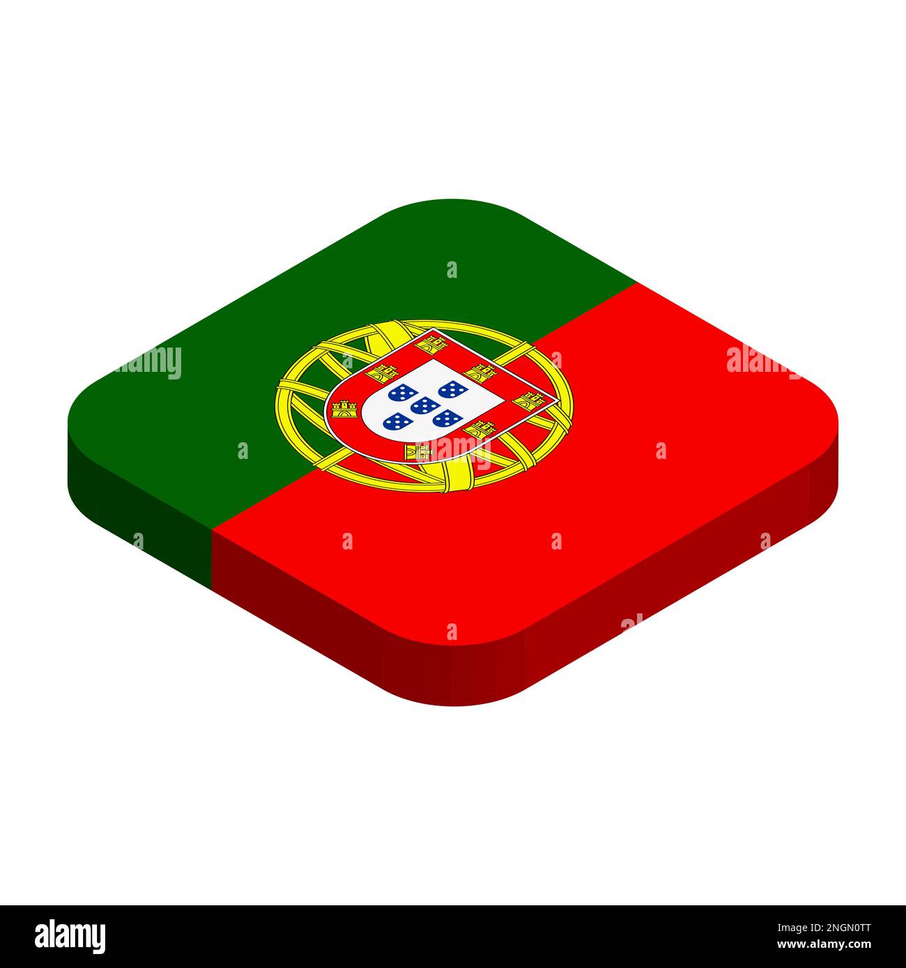 Portugal flag - 3D isometric square flag with rounded corners Stock ...