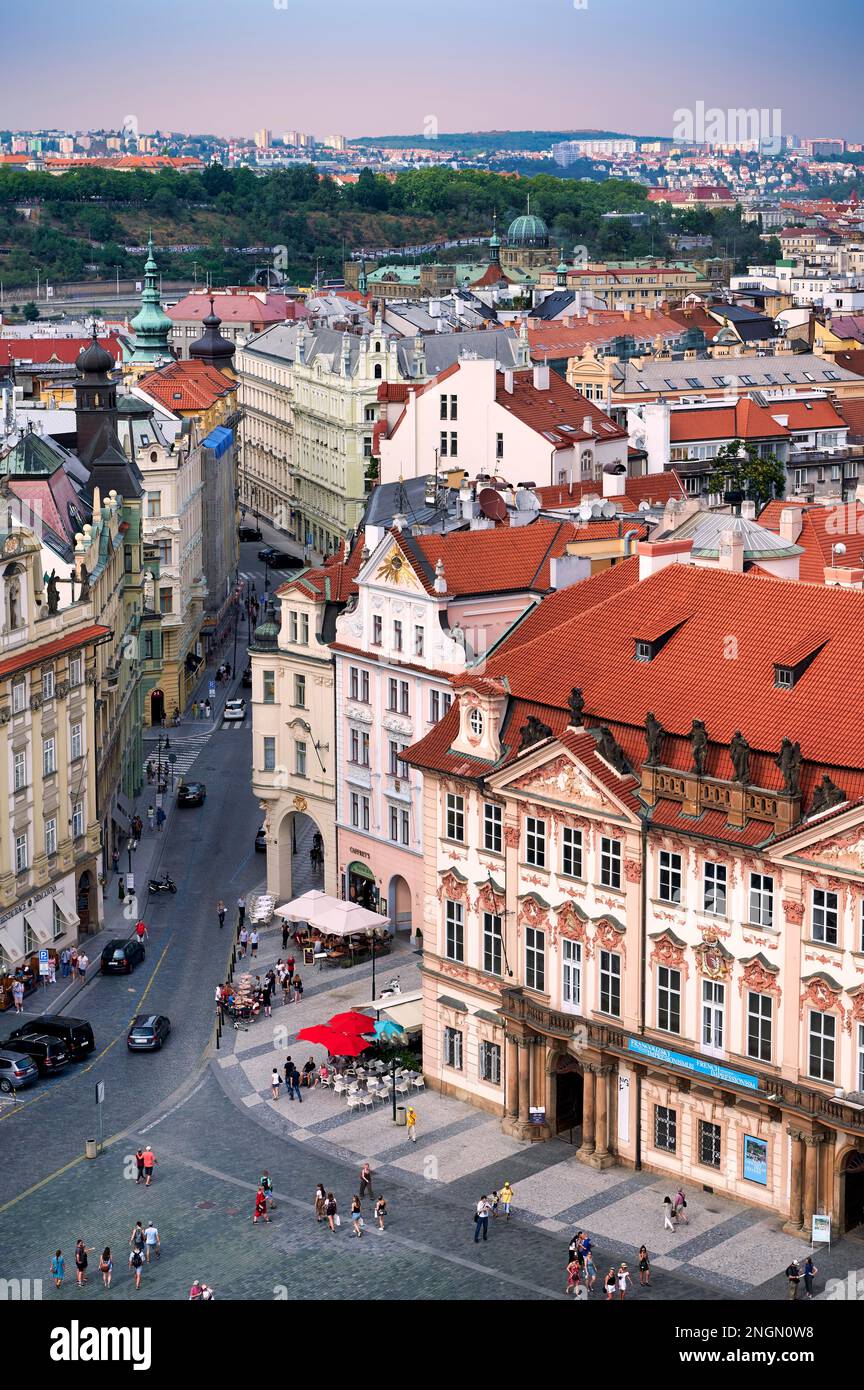 Prague Czech Republic. Aerial view of old town. Kinsky Palace Stock ...