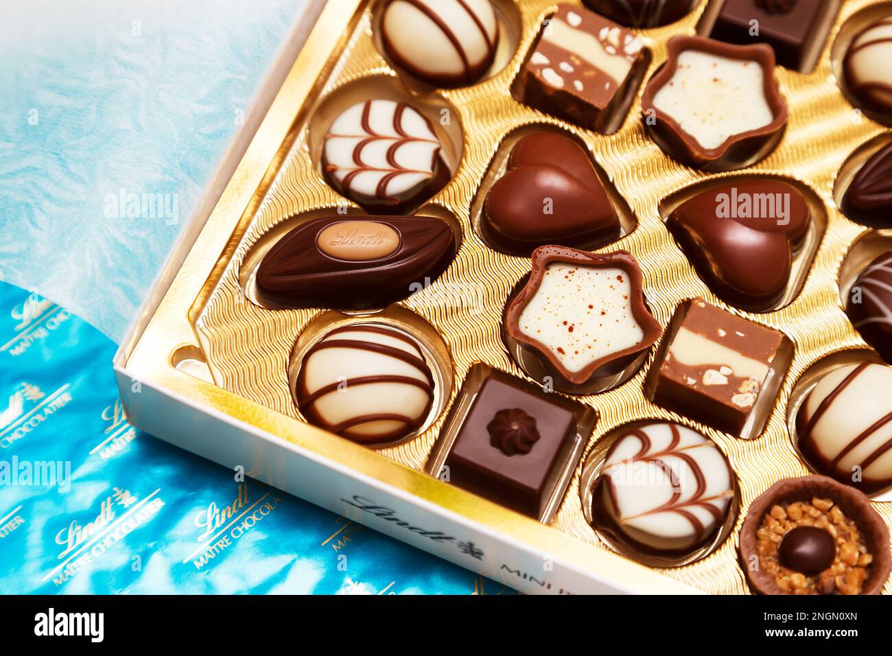 Zurich, Switzerland - January, 7 2023: Lindt Mini Pralines Zurich, Switzerland - January, 7 2023: Lindt Mini Pralines