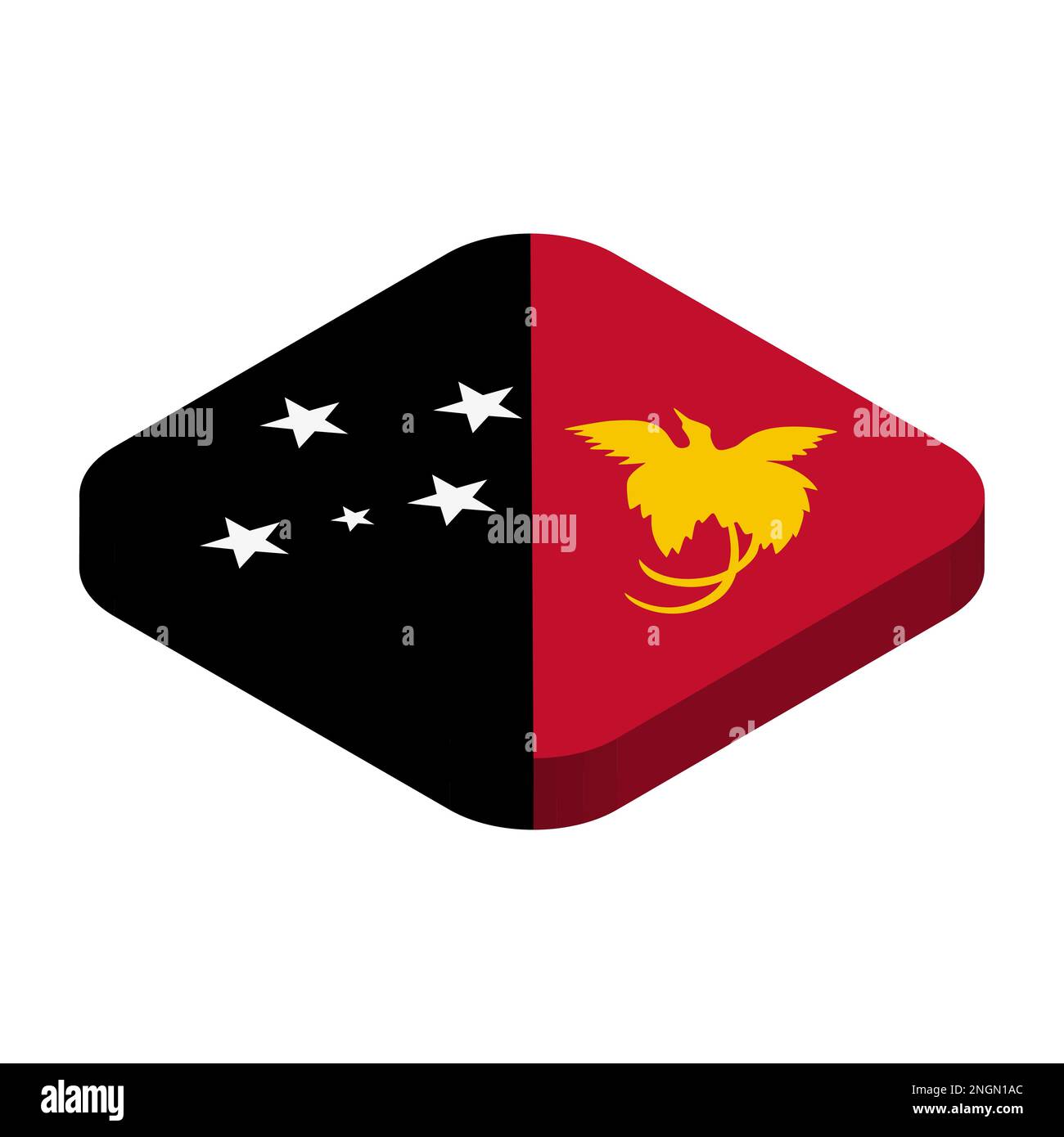 Papua New Guinea flag - 3D isometric square flag with rounded corners ...