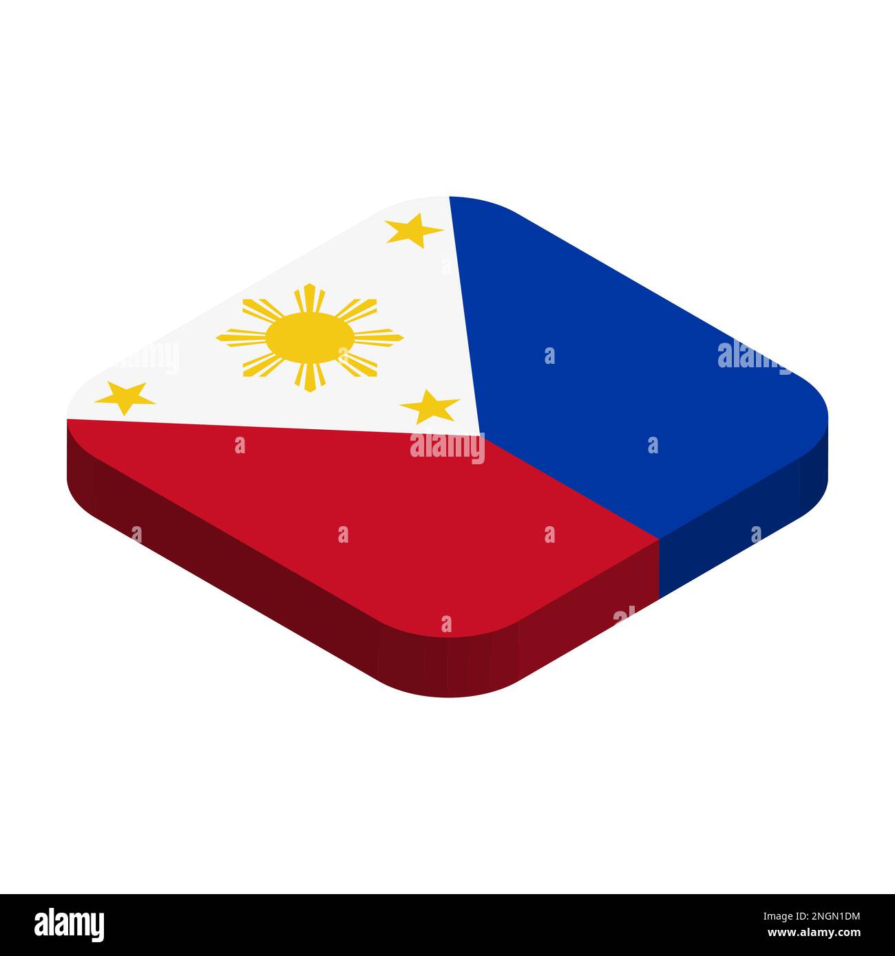 Philippines flag - 3D isometric square flag with rounded corners Stock ...