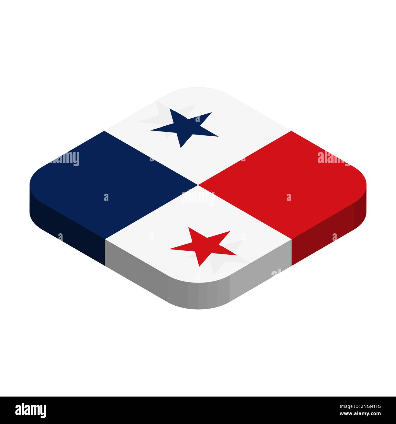 Panama flag - 3D isometric square flag with rounded corners Stock ...