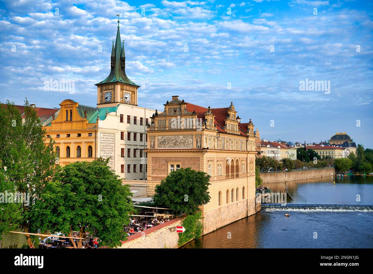 Prague Czech Republic. Old historical buildings by the river Vltava ...