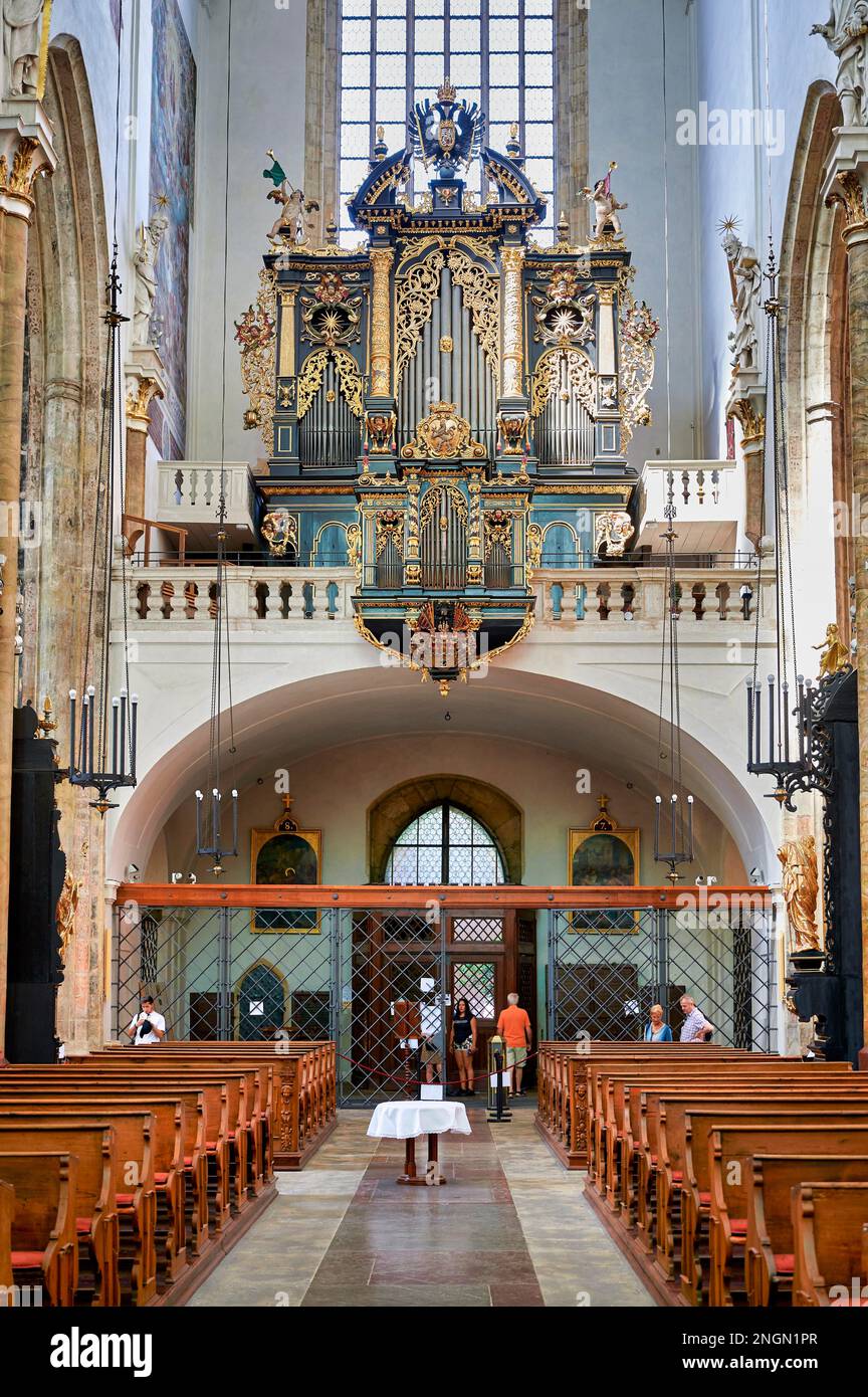 Prague Czech Republic. The interiors of the Gothic Church of Our Lady ...