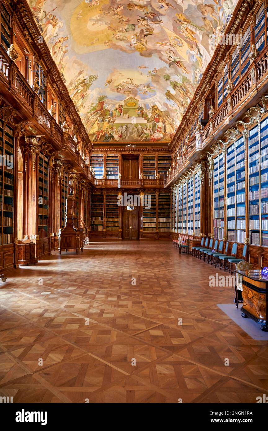 Prague Czech Republic. The old library at Strahov monastery Stock Photo ...