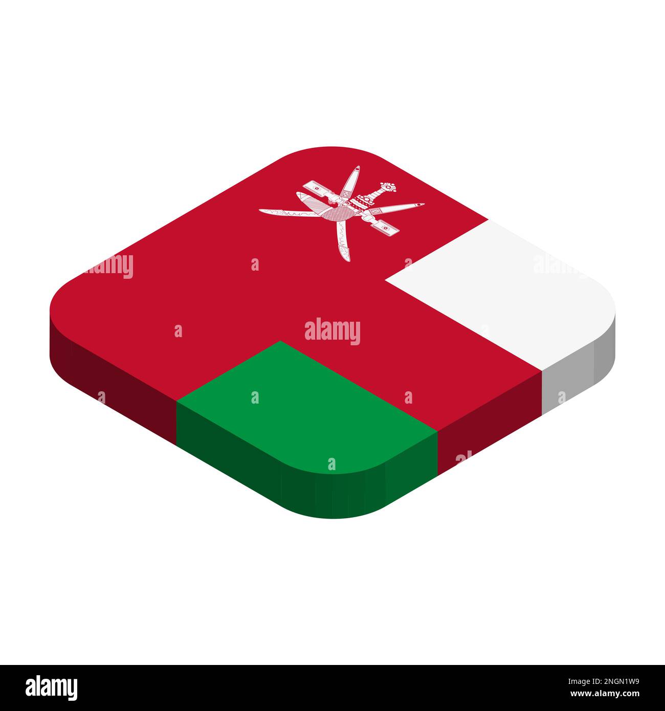 Oman flag - 3D isometric square flag with rounded corners Stock Vector Image & Art - Alamy
