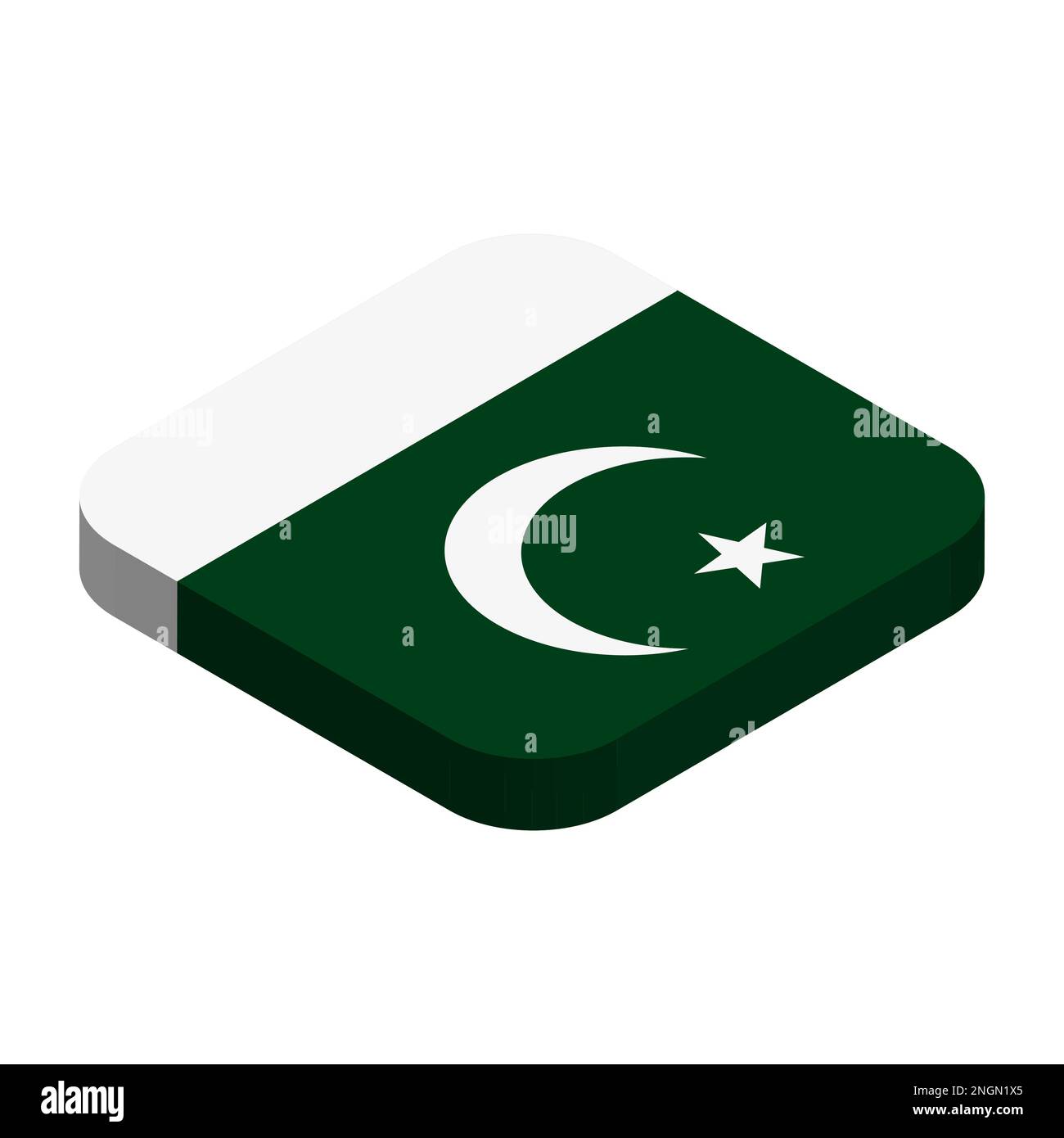 Pakistan flag - 3D isometric square flag with rounded corners Stock ...