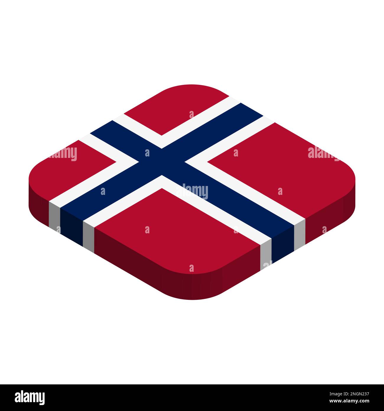 Norway flag - 3D isometric square flag with rounded corners Stock ...