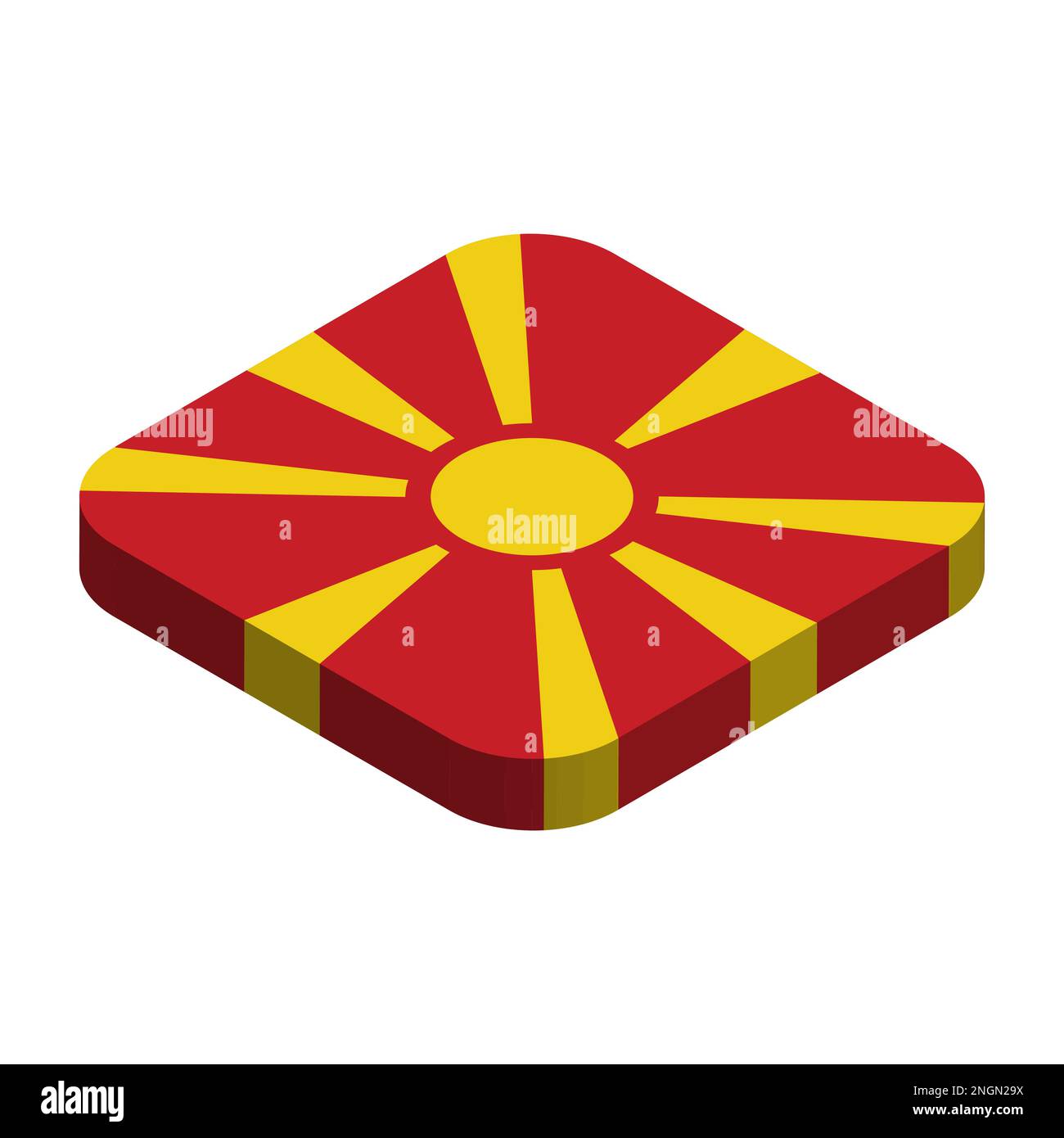 North Macedonia flag - 3D isometric square flag with rounded corners Stock Vector Image & Art ...