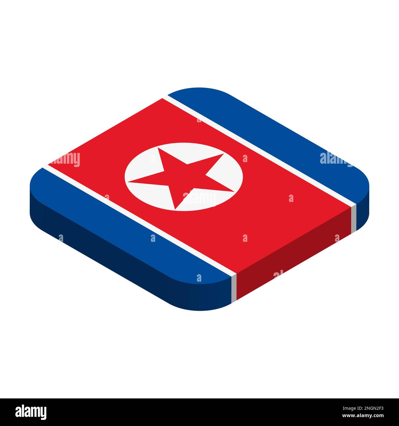 North Korea flag - 3D isometric square flag with rounded corners Stock Vector Image & Art - Alamy