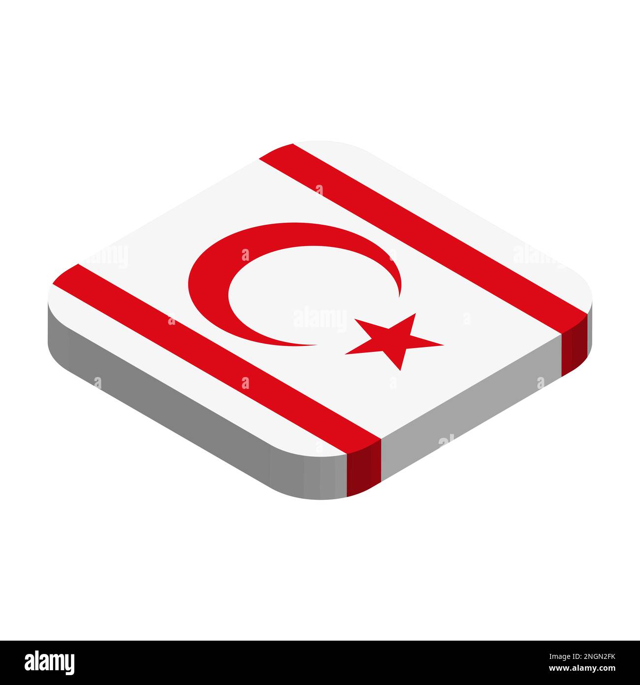 Northern Cyprus flag - 3D isometric square flag with rounded corners ...