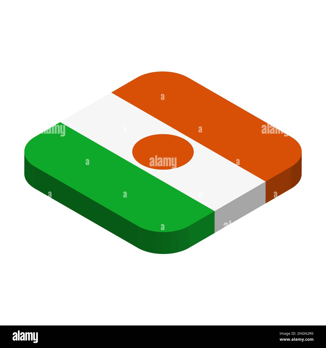 Niger flag - 3D isometric square flag with rounded corners Stock Vector ...