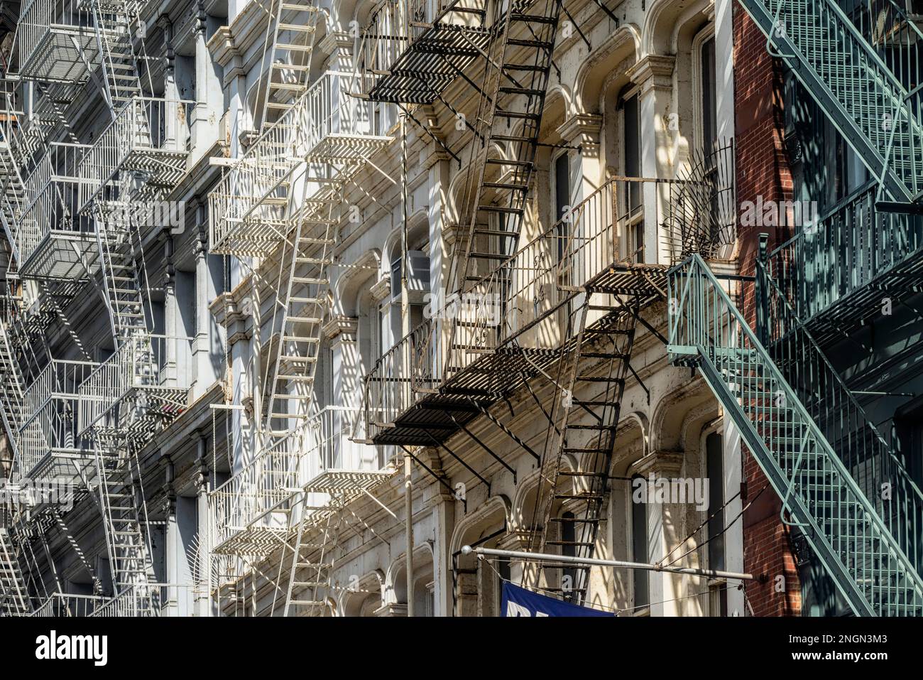 New York. Manhattan. Fire escape ladders Stock Photo - Alamy