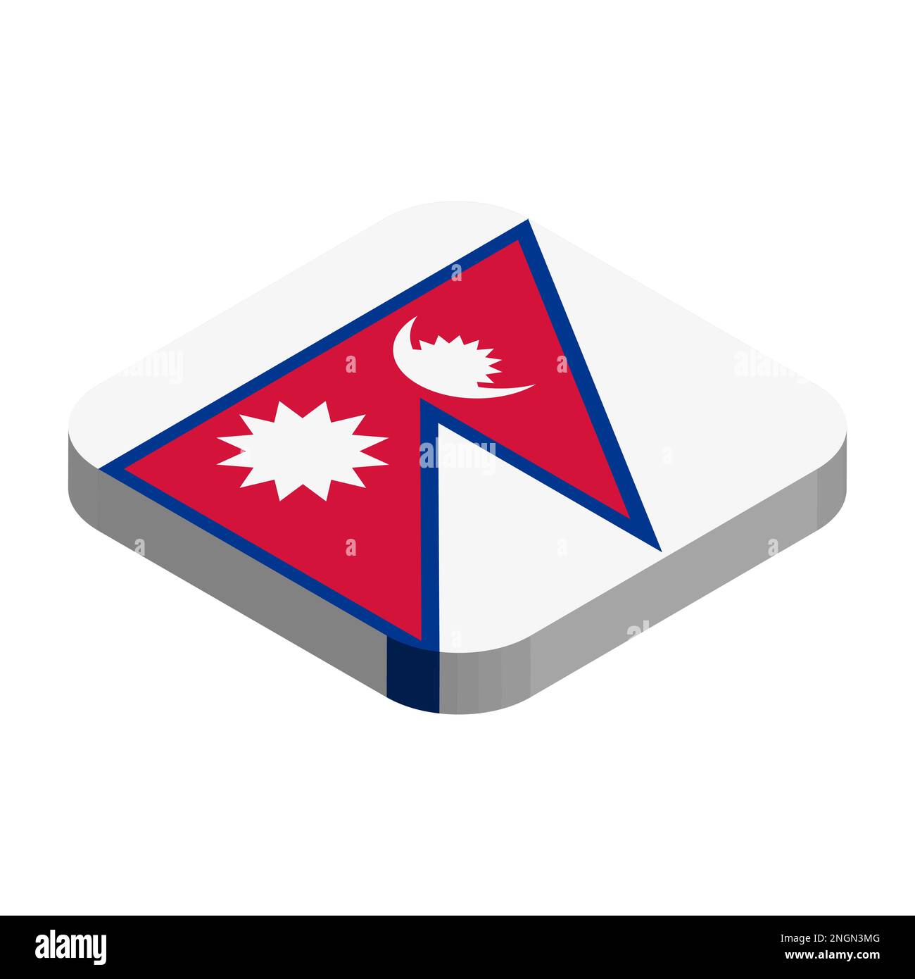 Nepal flag - 3D isometric square flag with rounded corners Stock Vector Image & Art - Alamy
