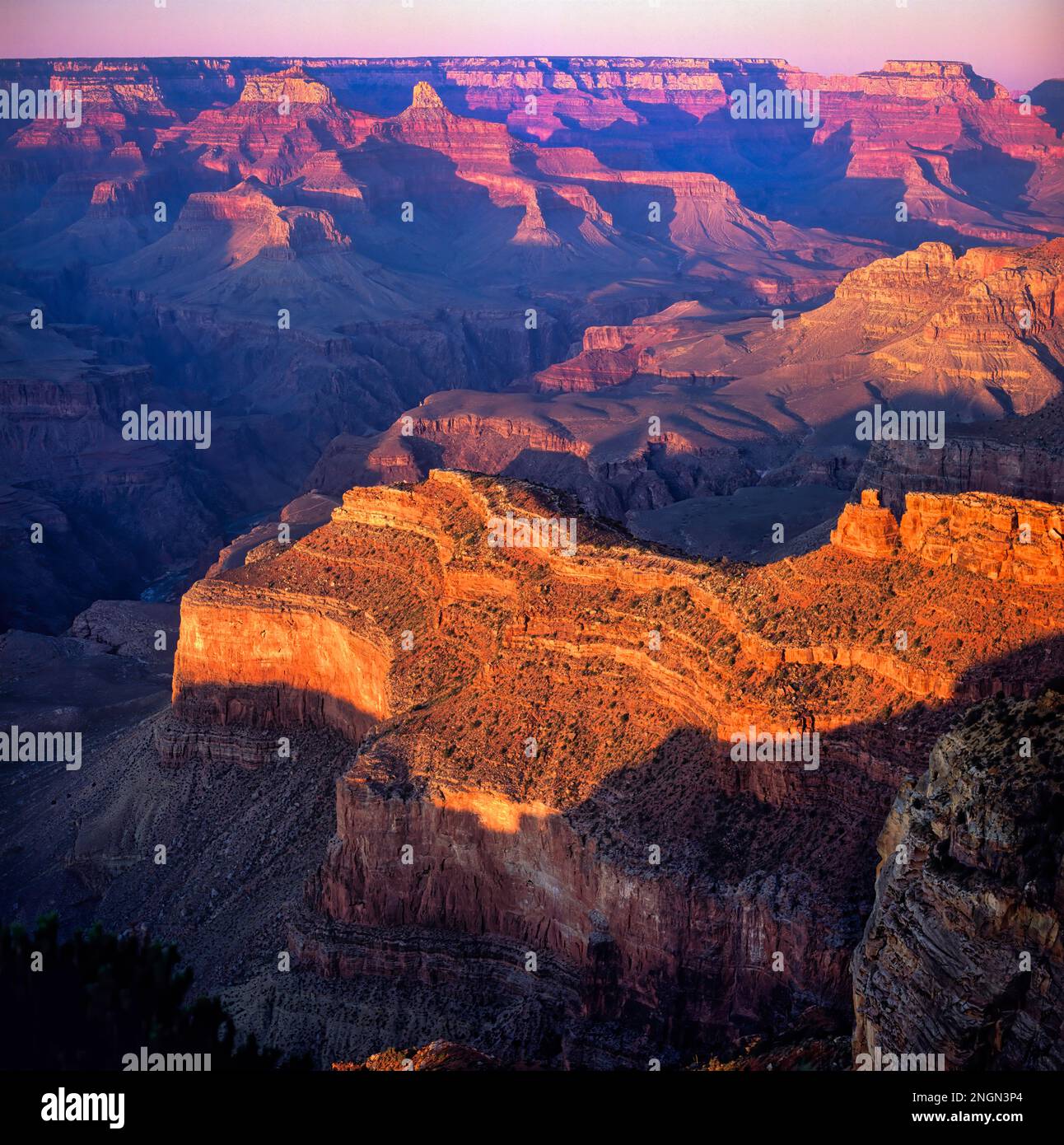 Sunset at Grand Canyon.Lookout South Rim. Arizona USA Stock Photo - Alamy