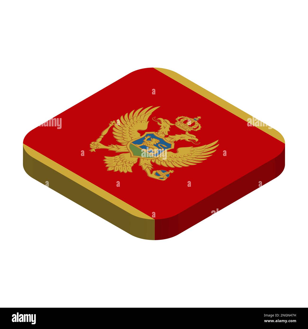 Montenegro flag - 3D isometric square flag with rounded corners Stock ...