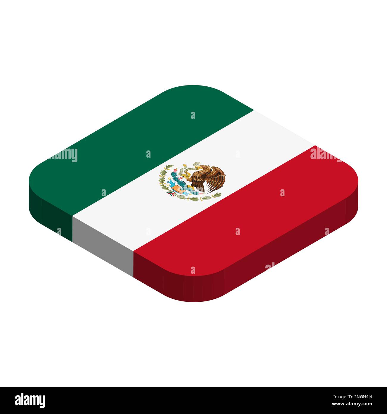 Mexico flag - 3D isometric square flag with rounded corners Stock ...