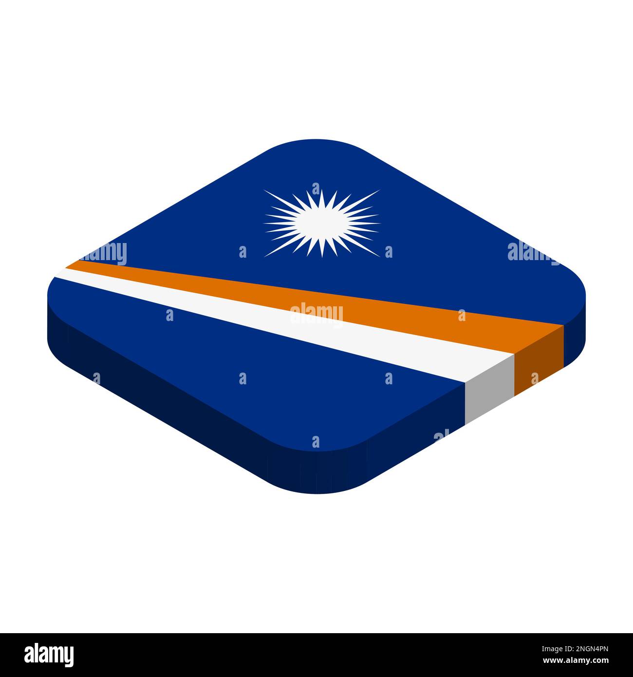 Marshall Islands flag - 3D isometric square flag with rounded corners ...