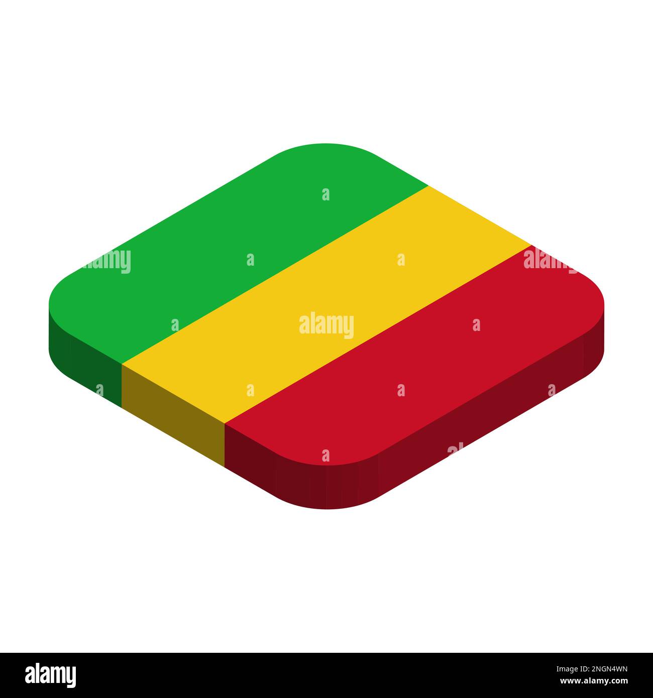 Mali flag - 3D isometric square flag with rounded corners Stock Vector ...